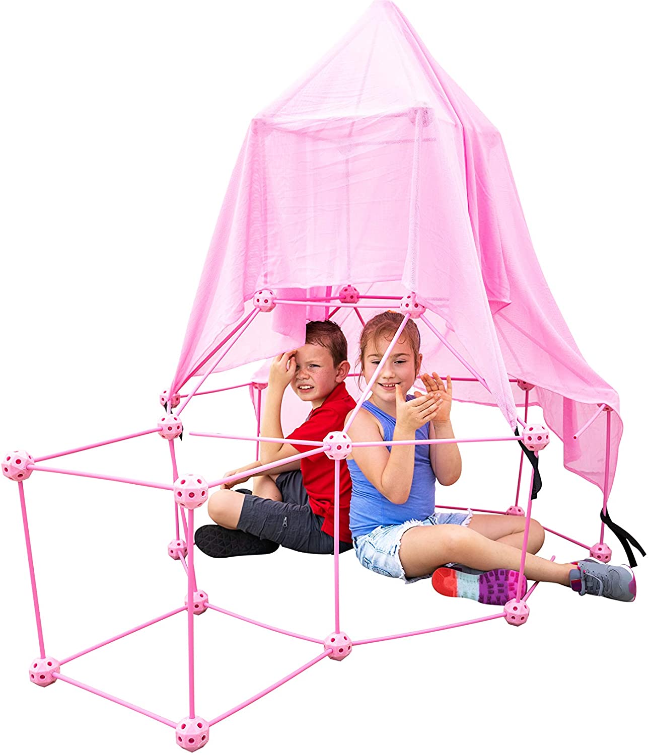 Funphix 99 Pc Princess Castle Kit with Pink Poles, Net Sheet & Lights ...